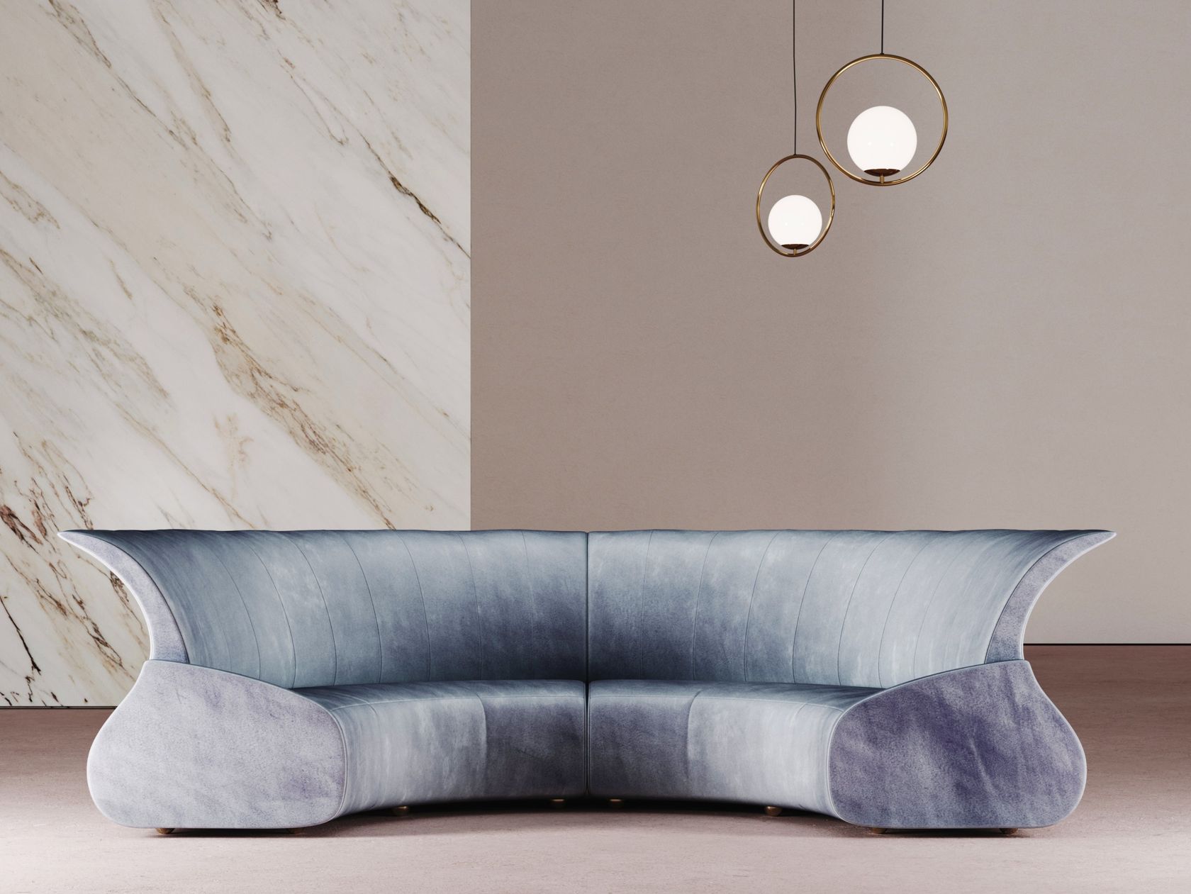 ECLIPSE Curved fabric sofa By Desforma