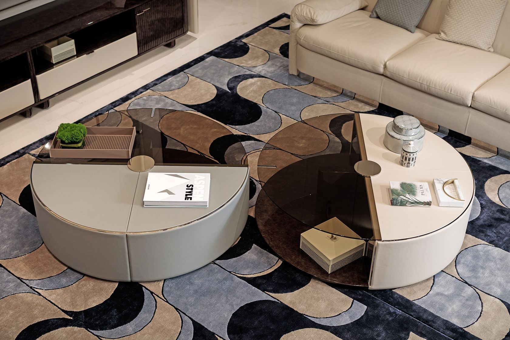 ECLIPSE Round glass coffee table with integrated magazine rack By Turri ...