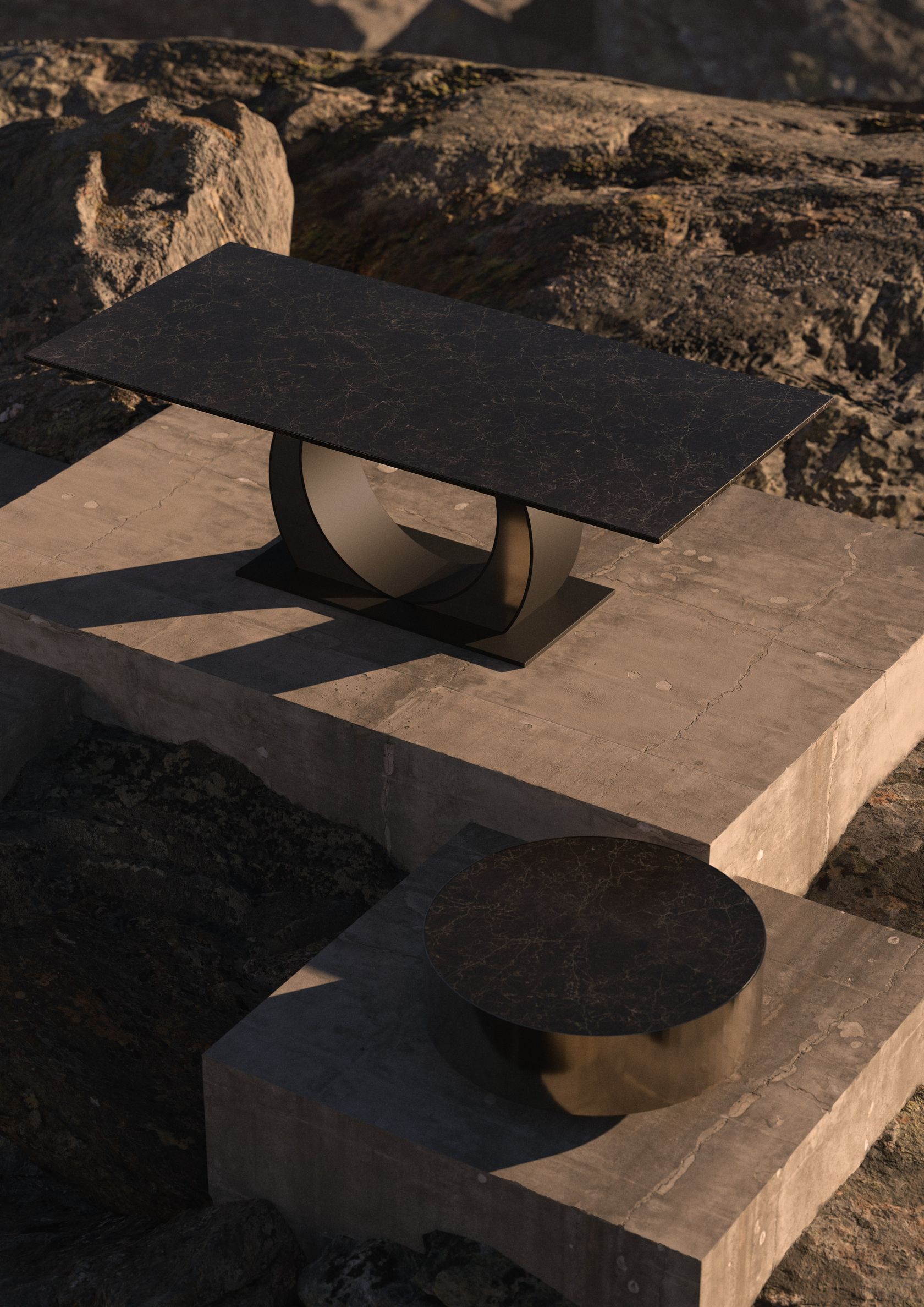 ECLIPSY Rectangular quartz dining table with quartz top By ORO NERO ...