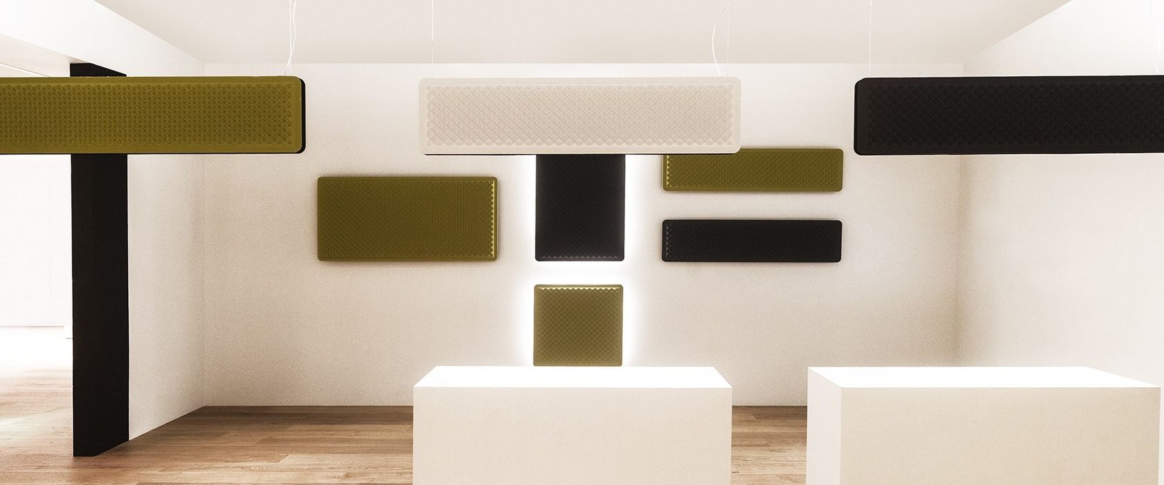 EGGBOARD BAFFLE Fabric hanging acoustic panel By Artemide