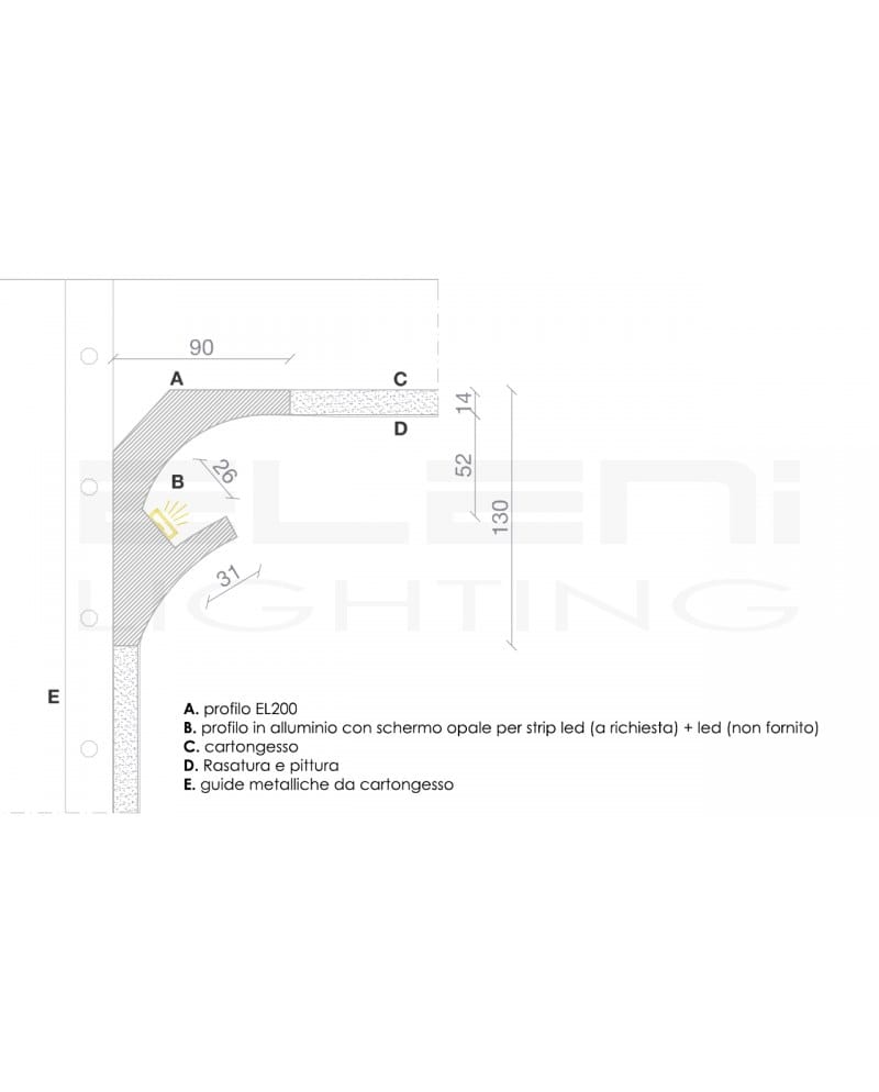 EL200 | Angular lighting profile Semi-inset Linear lighting profile By ...