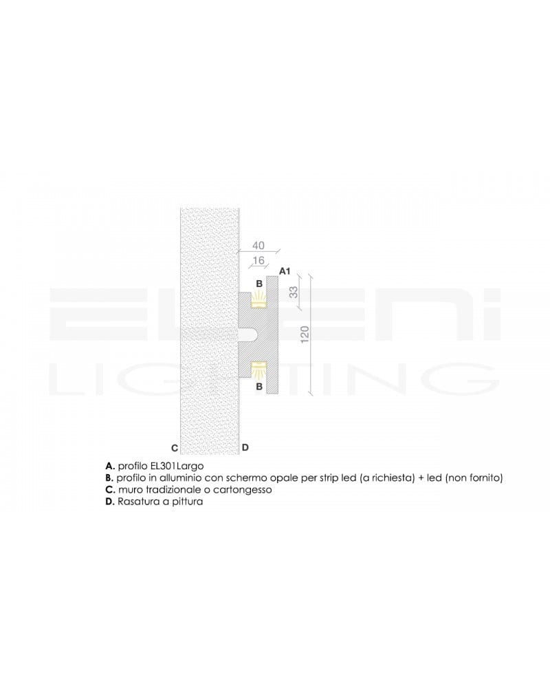 EL302| Up&down LED lighting flat profile Linear lighting profile for ...