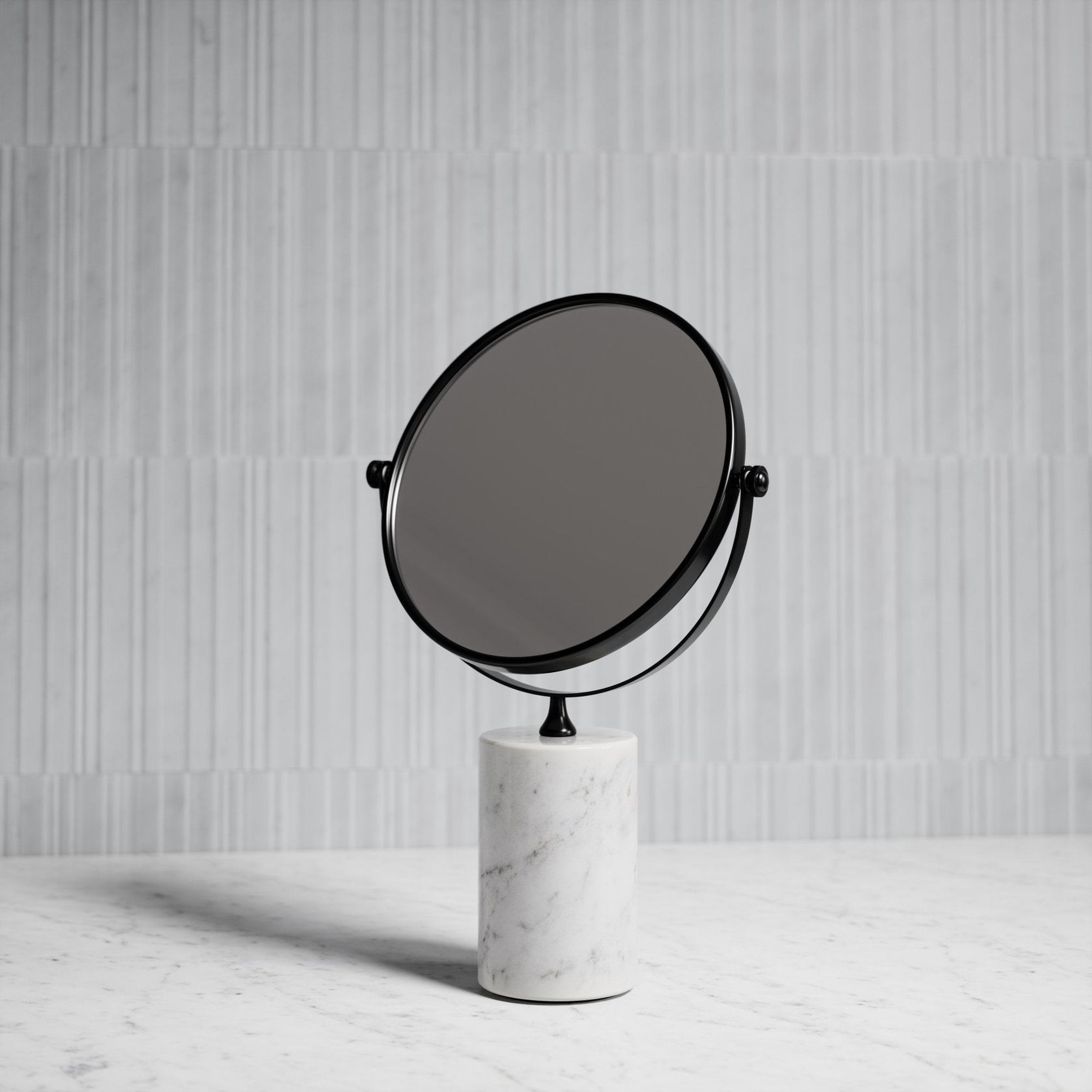 ELERA | Carrara marble mirror Double-sided round Carrara marble mirror ...