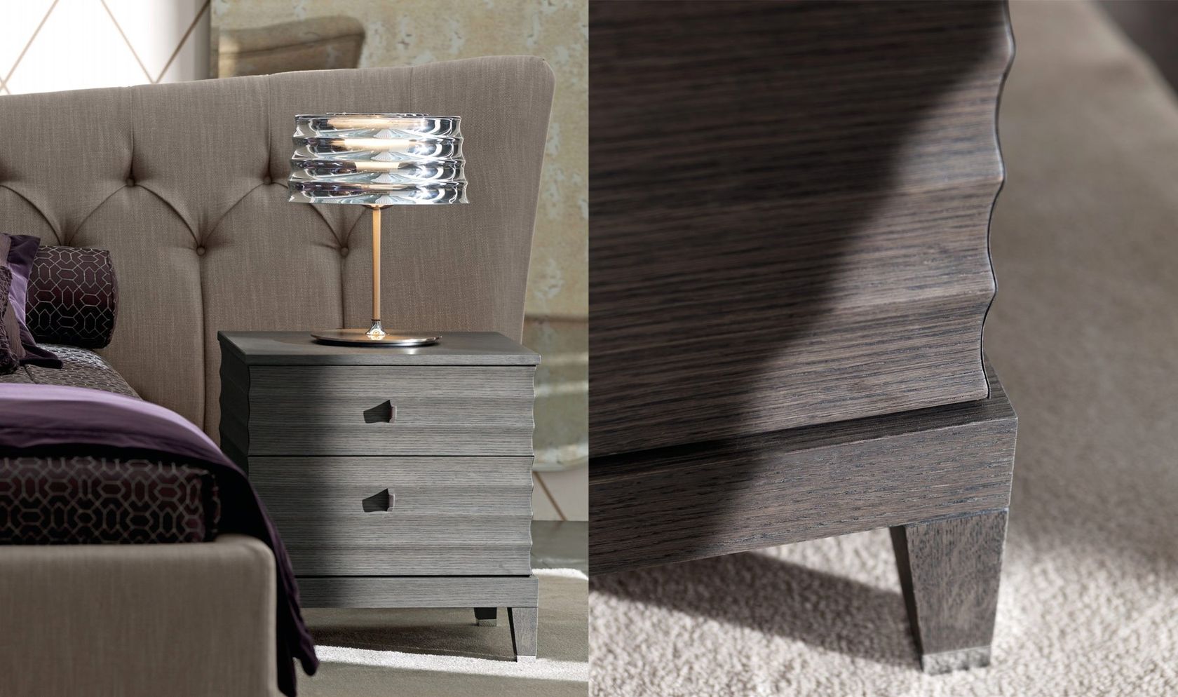 ELETTRA Rectangular wooden bedside table with drawers By OPERA CONTEMPORARY