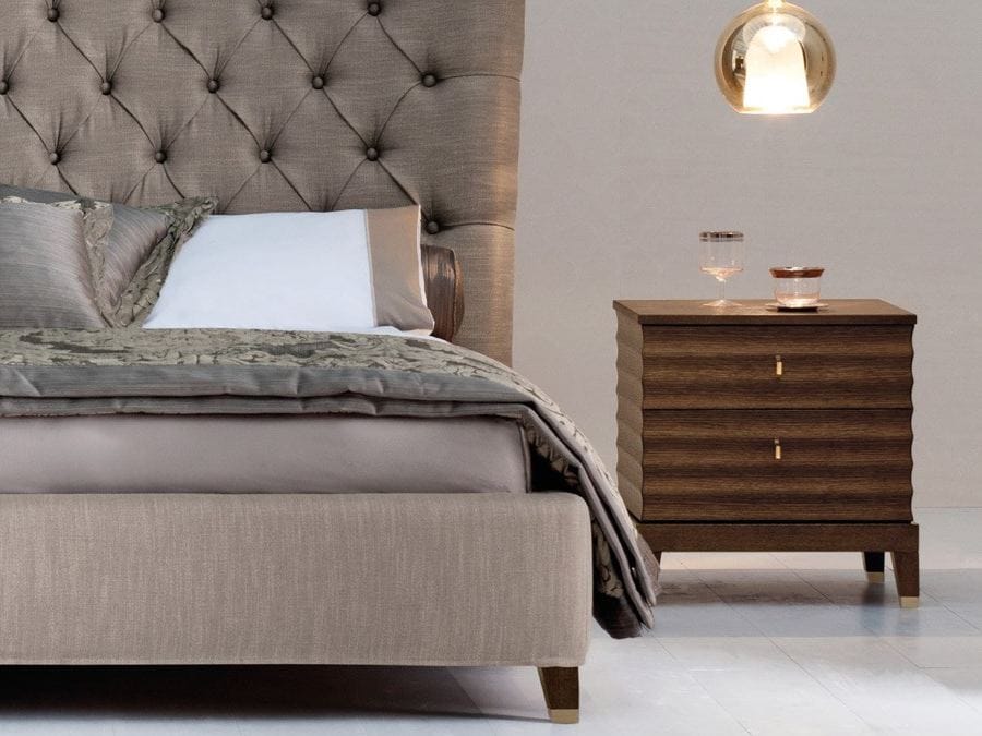 ELETTRA Rectangular wooden bedside table with drawers By OPERA CONTEMPORARY