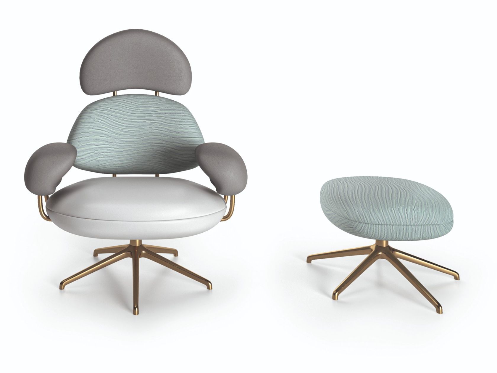 Swivel fabric armchair with footstool ENSIS By Natuzzi Italia design ...