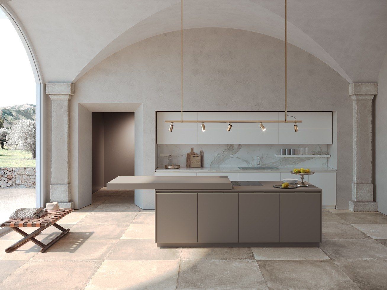 ERA Lacquered kitchen with island with integrated handles By Febal Casa ...