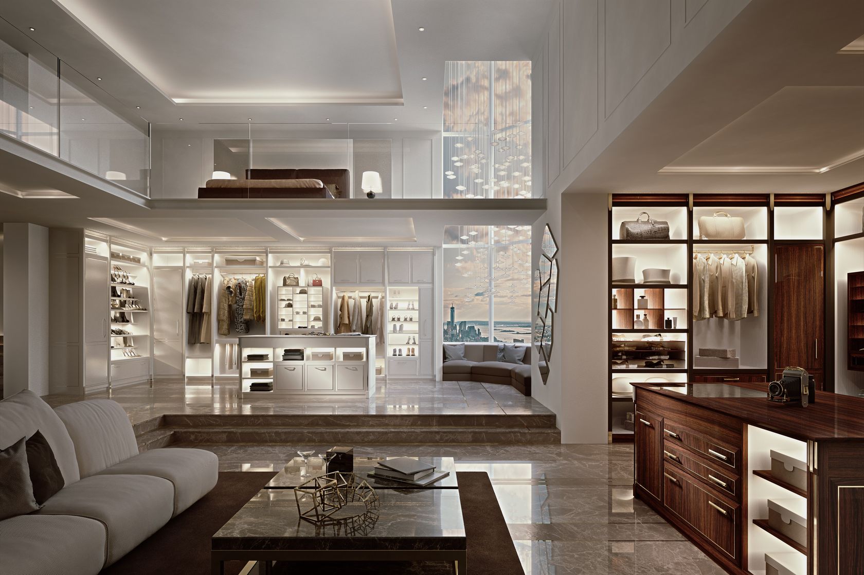 Custom walk-in wardrobe with integrated lighting ESSENZA | Guardaroba ...
