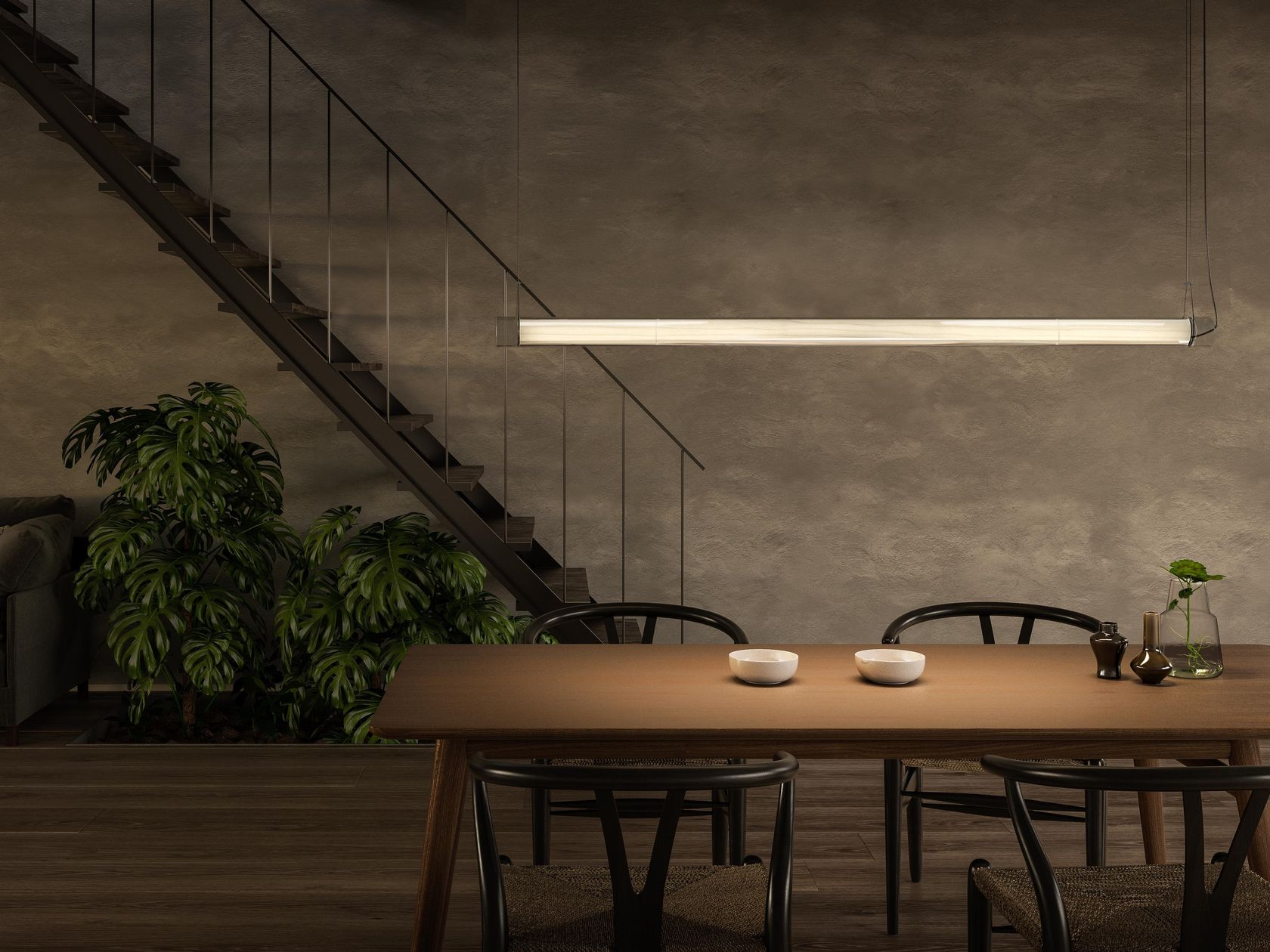 Wood veneer and glass pendant lamp ESTELA By LZF design Mayice Studio