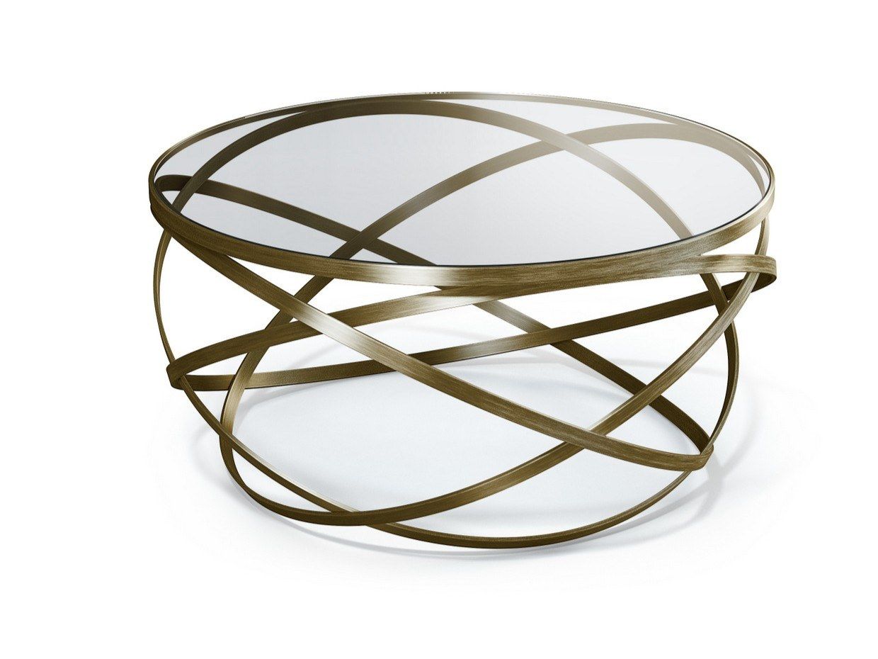 Table basse ronde en acier et verre EVOL By Roche Bobois design Cédric ...