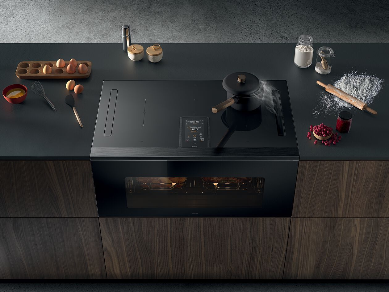 The new Elica appliance includes hood, oven and induction hob