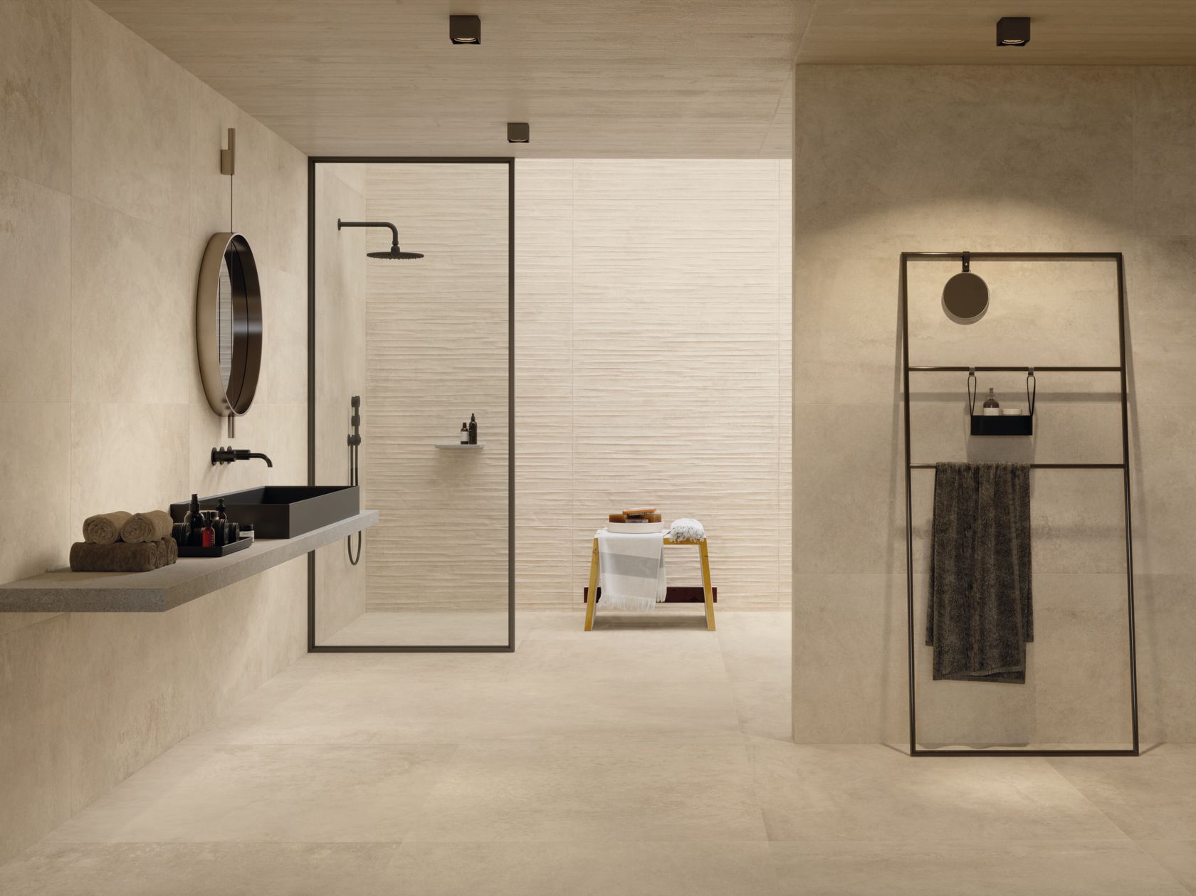 FABRIKA SAND Porcelain stoneware wall/floor tiles with concrete effect ...