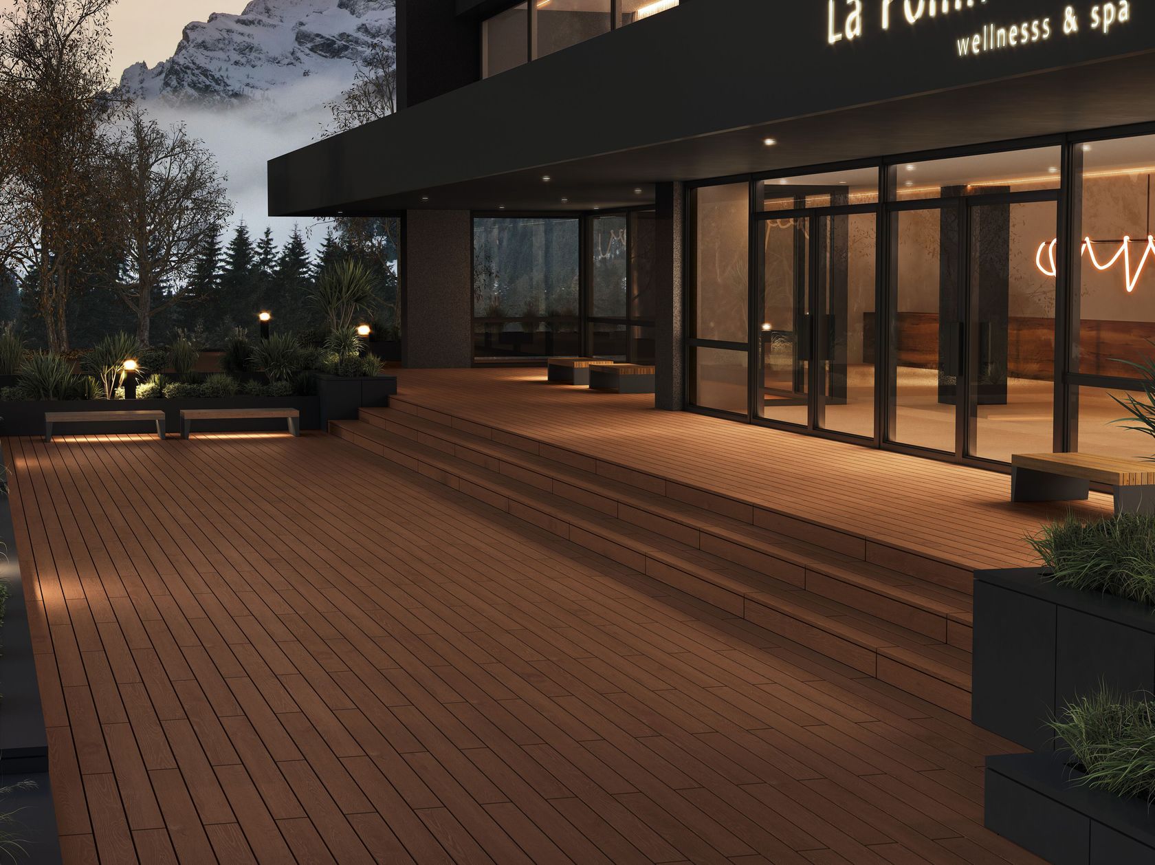 EXADECK CAOBA Porcelain stoneware decking By Exagres