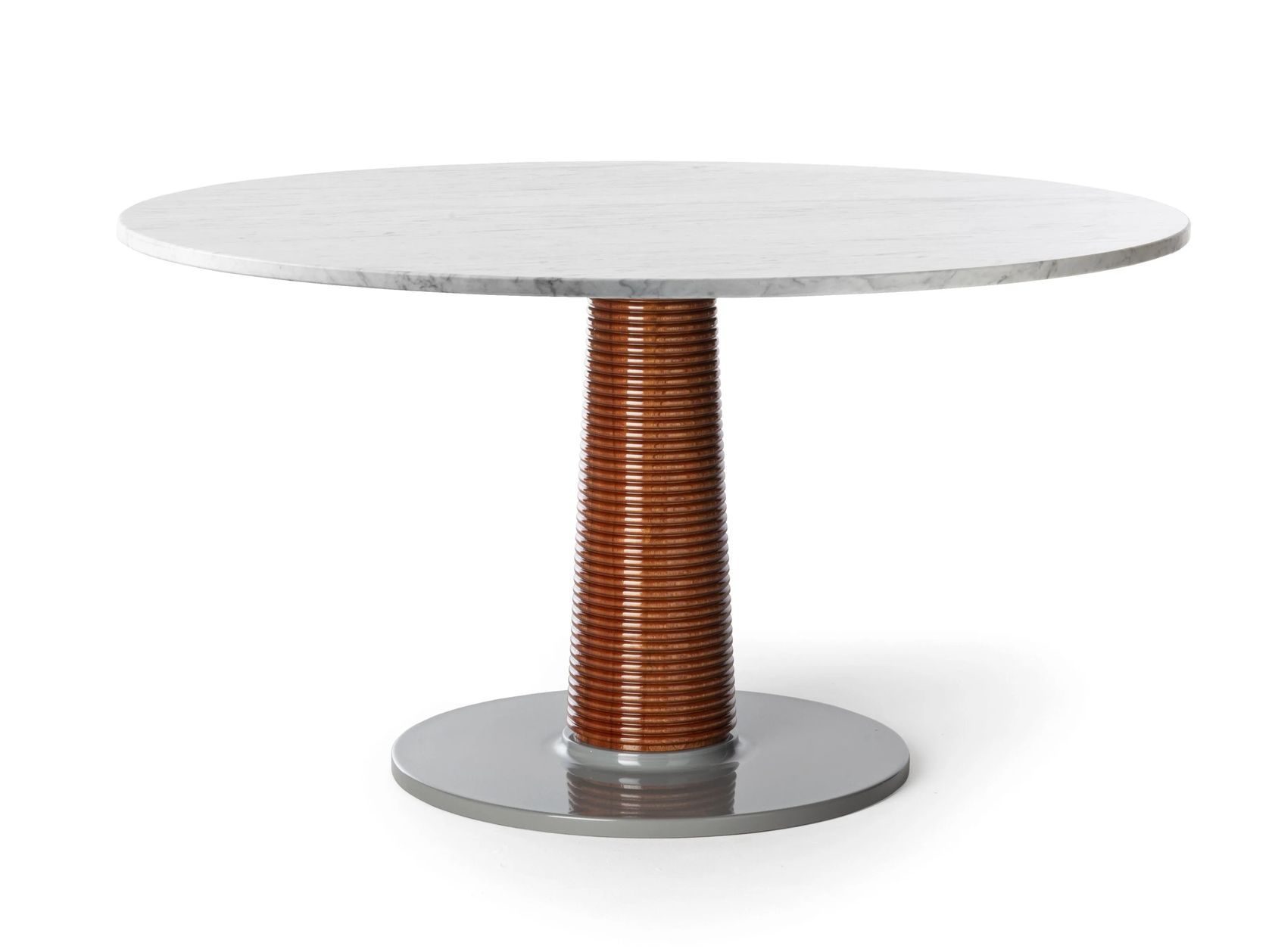SUNSET Round marble and mahogany garden table By Exteta