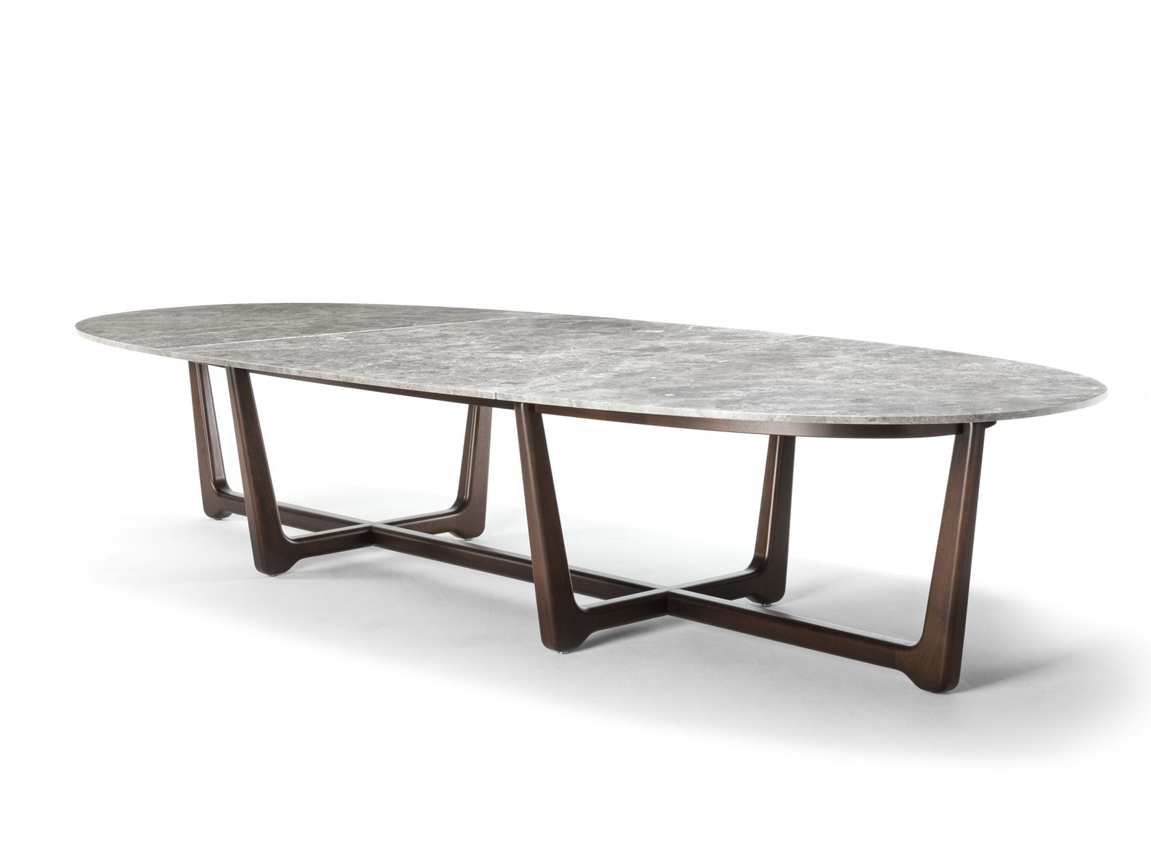 SUNSET Round marble and mahogany garden table By Exteta