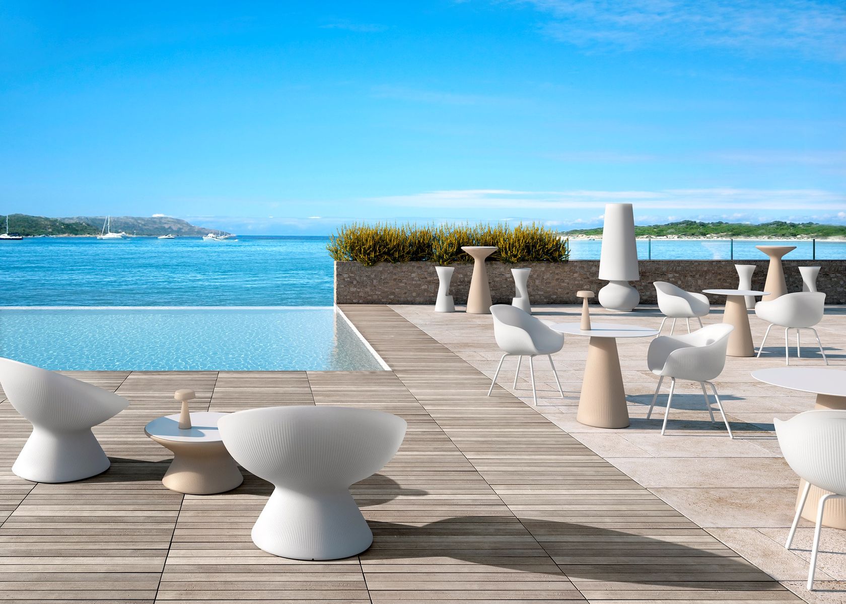 FADE Round polyethylene coffee table By Plust | design Marco Gregori