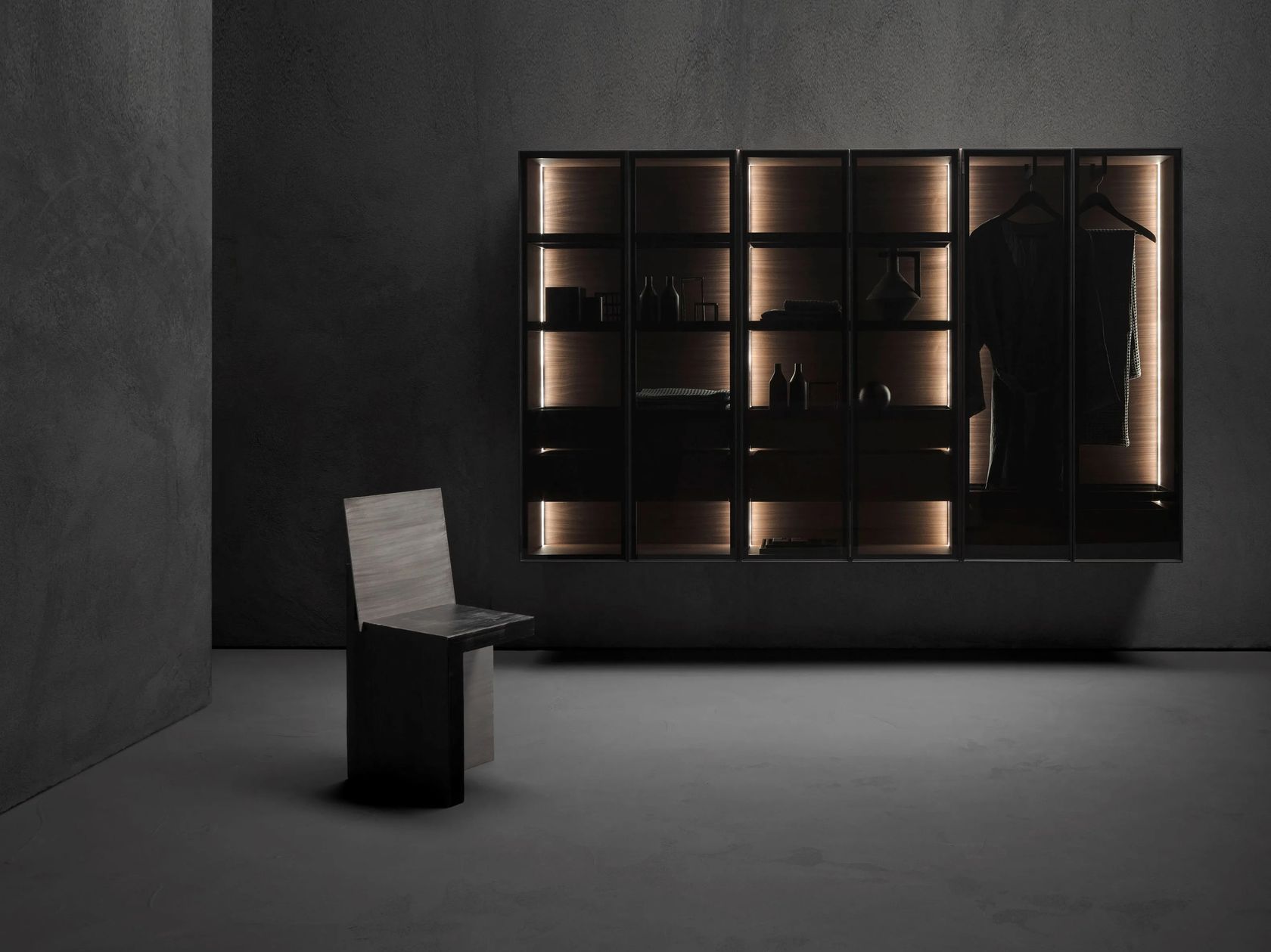 BUTLER Bathroom wardrobe in aluminum, glass and wood By FALPER | design ...