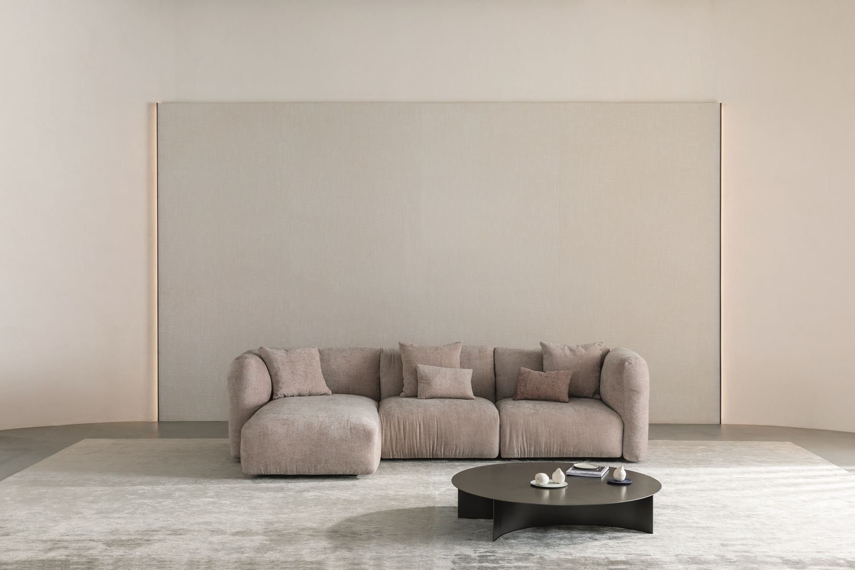 FIOCCO Sectional fabric sofa with removable cover By Flou