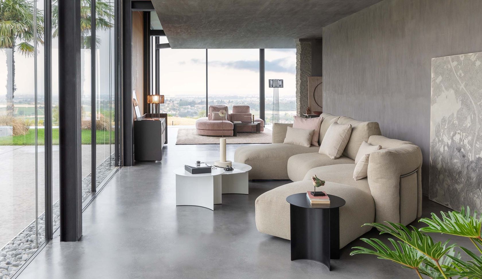 FIOCCO Sectional fabric sofa with removable cover By Flou