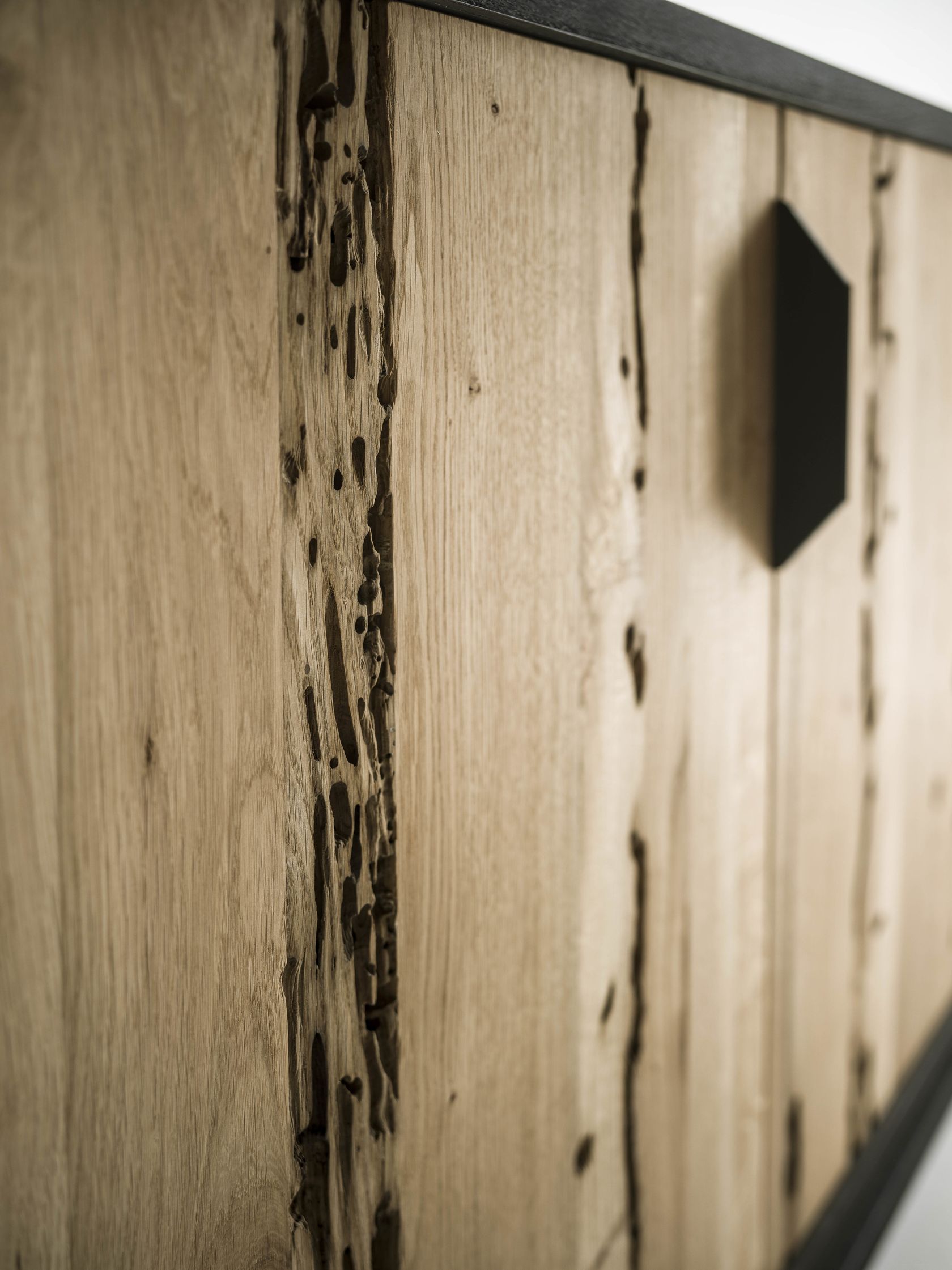 Briccola wood sideboard with doors FIRE LOW By Riva 1920 design Marco Piva