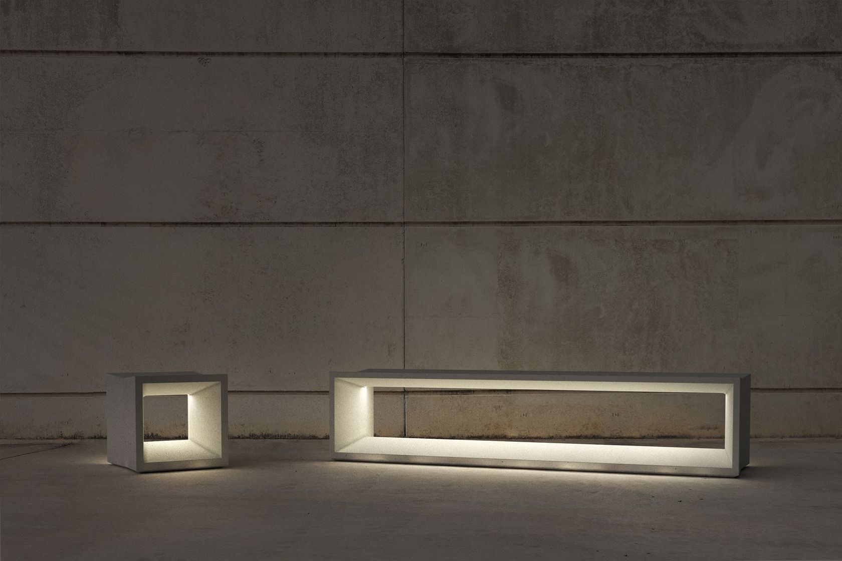 FLAT Concrete bench with Integrated Lighting By SIT | design João Carvalho