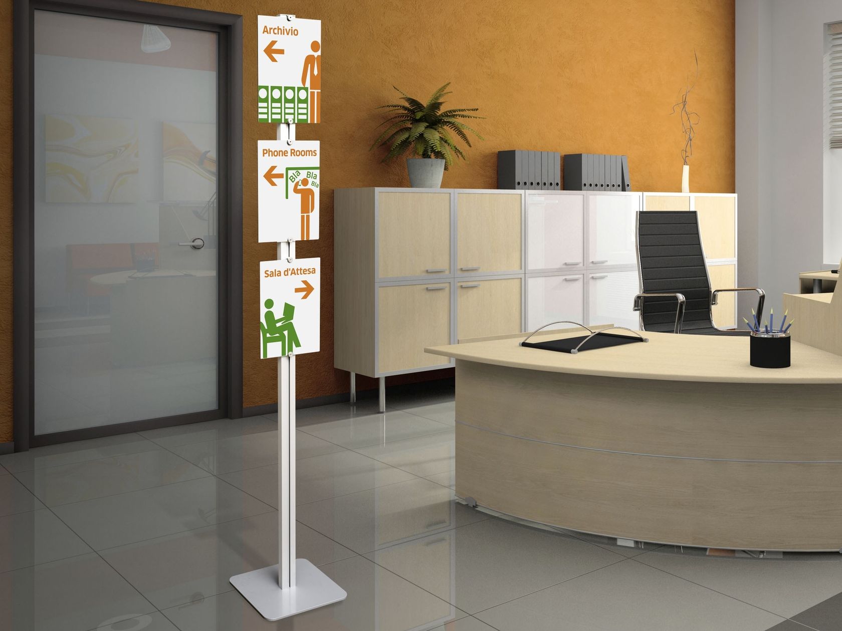 Floor-standing aluminium display unit FLAT FLOOR A4 By STUDIO T