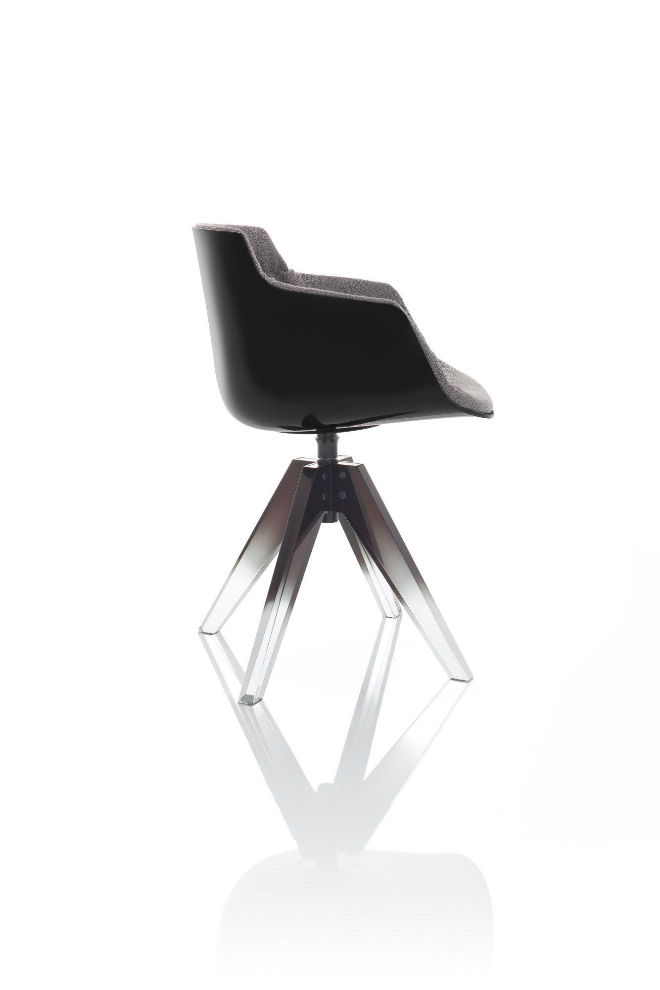 Upholstered trestle-based polycarbonate chair with armrests FLOW 10TH ...