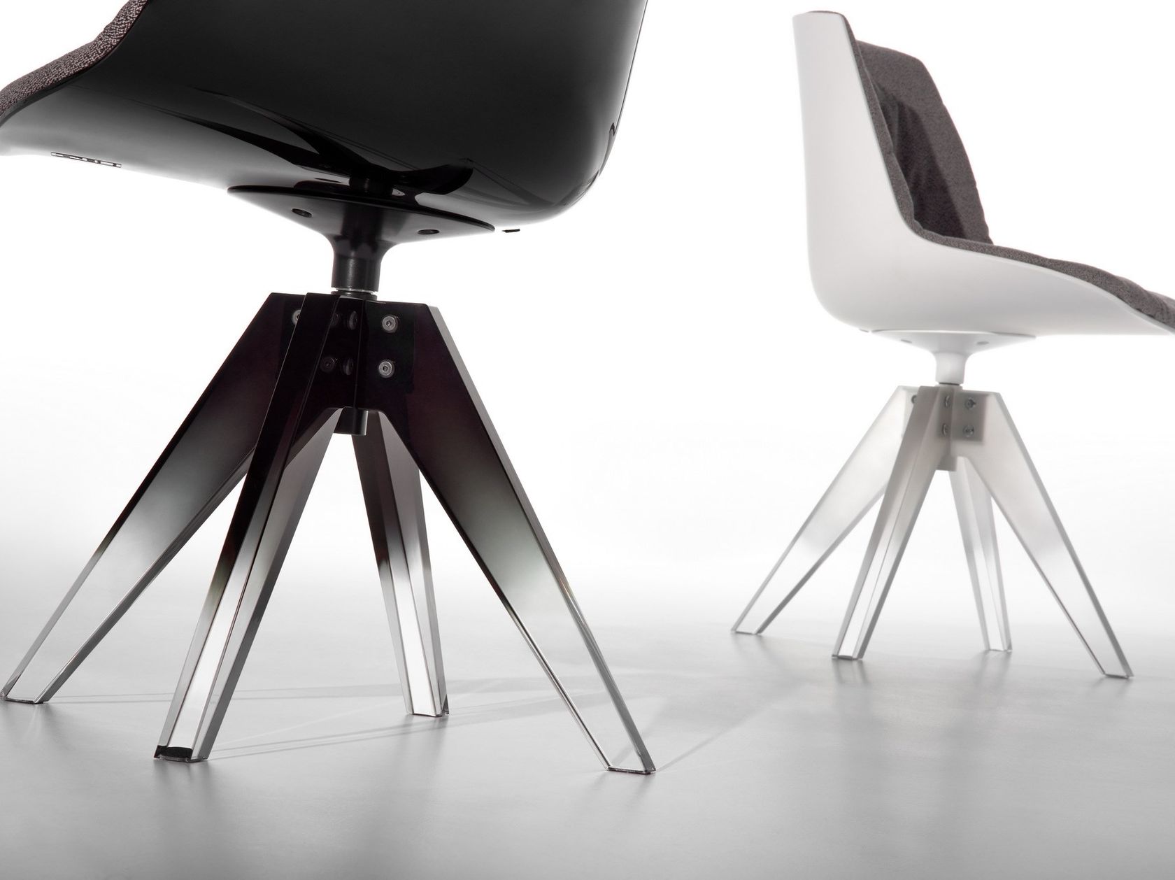 Upholstered trestle-based polycarbonate chair with armrests FLOW 10TH ...