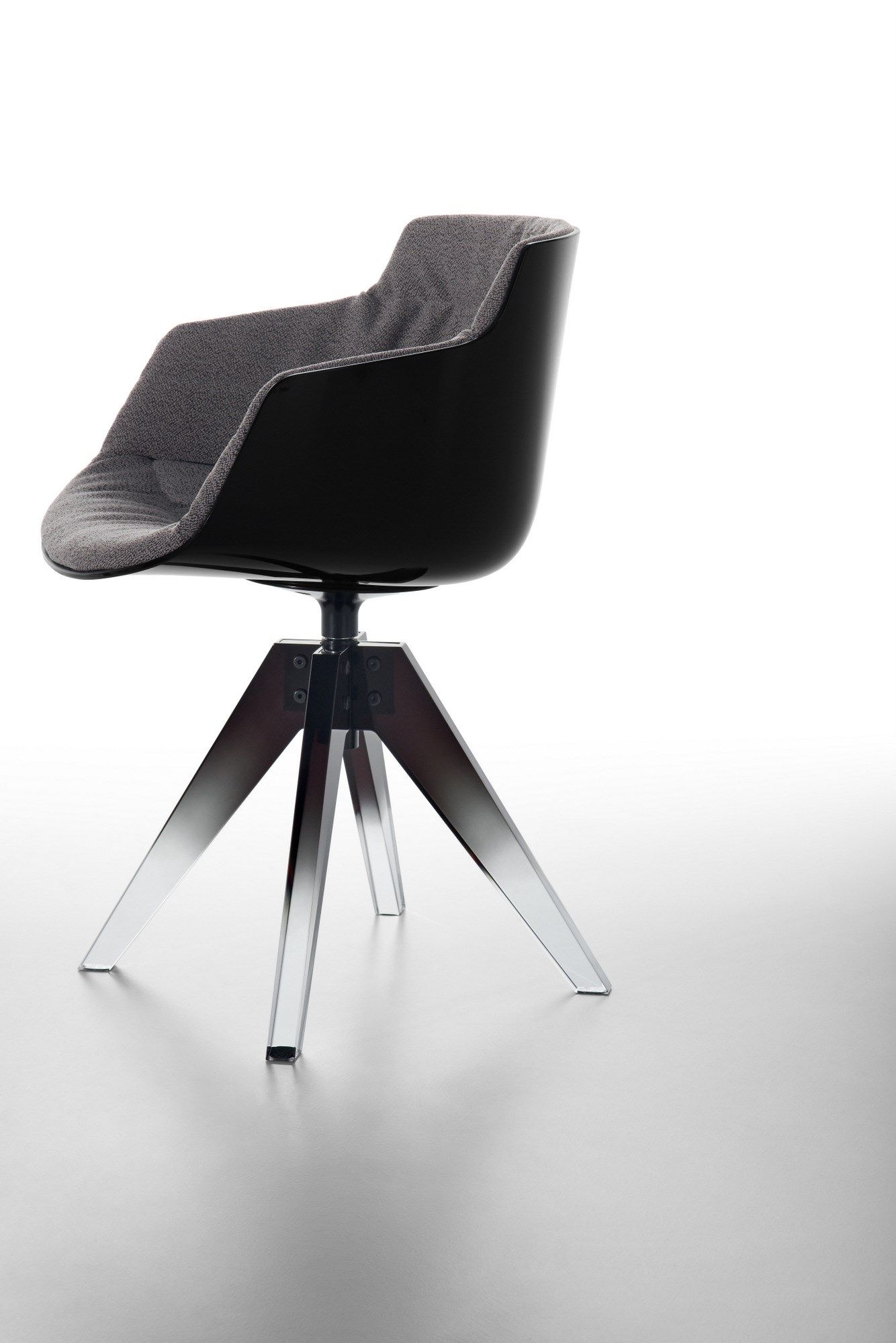 Upholstered trestle-based polycarbonate chair with armrests FLOW 10TH ...