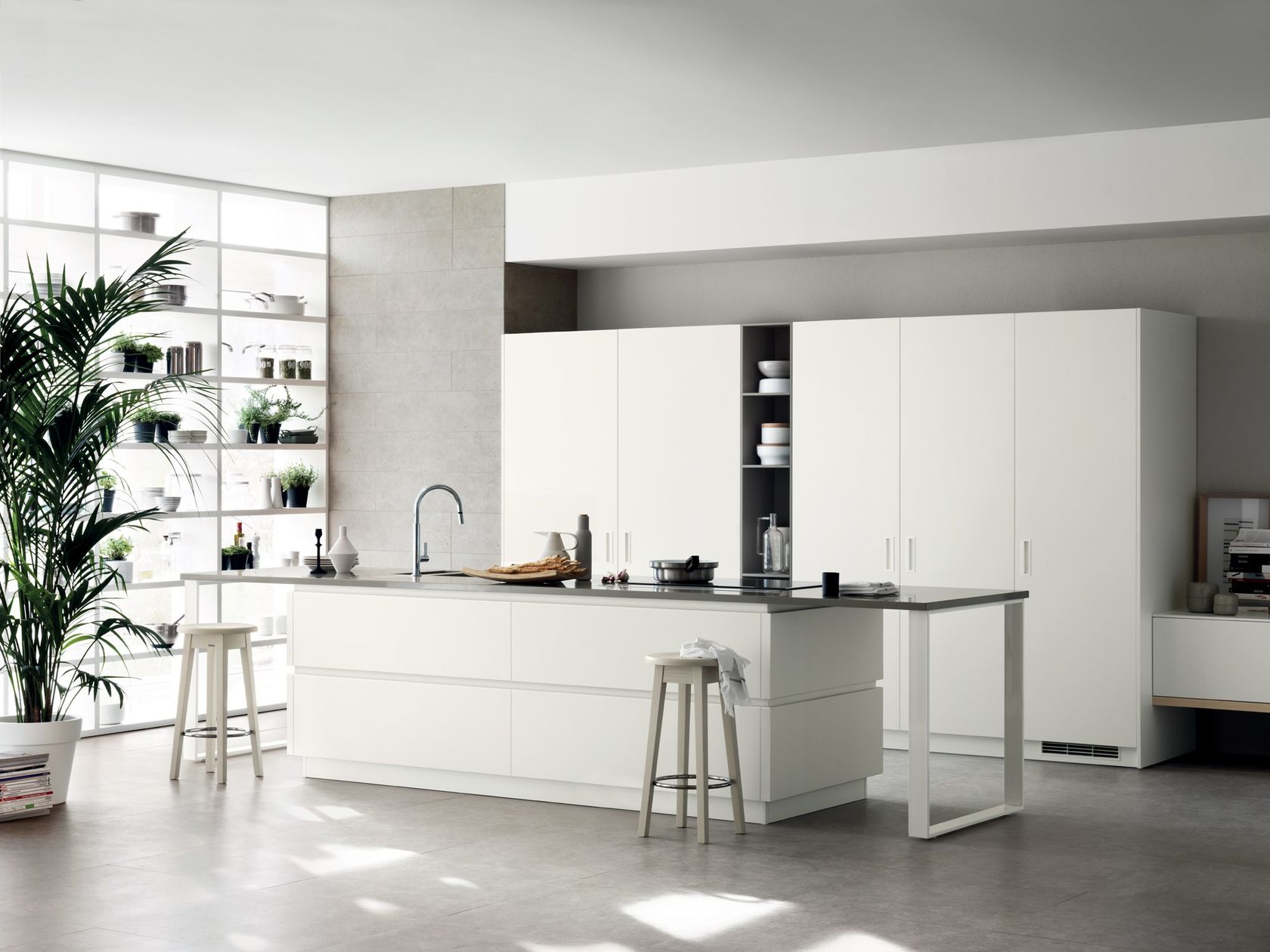 Fitted kitchen FOODSHELF Scavolini Line By Scavolini design Ora Ito