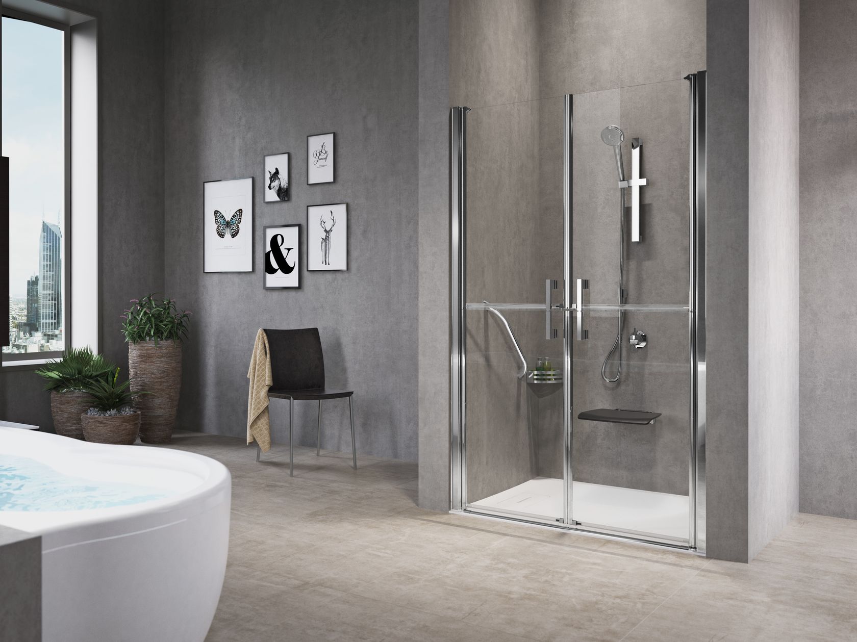 Niche shower cabin with hinged door FREE 1 2B Free Collection By NOVELLINI