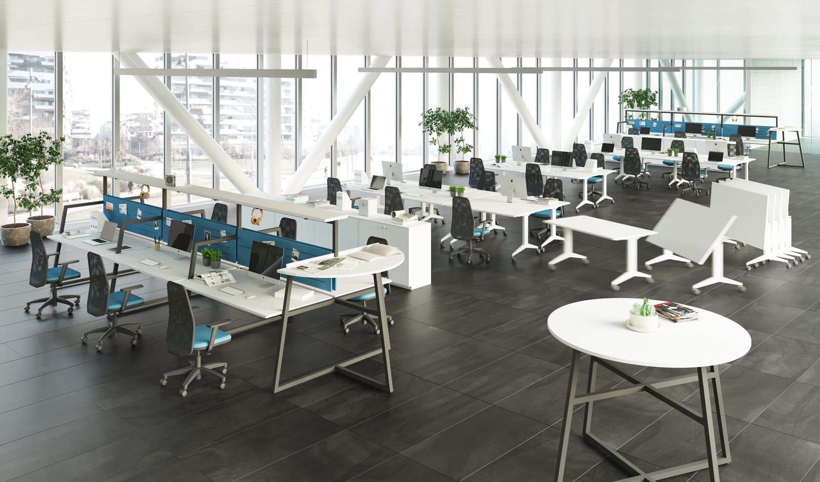 FUSION Workstation with high meeting table and lounge system By CUF ...