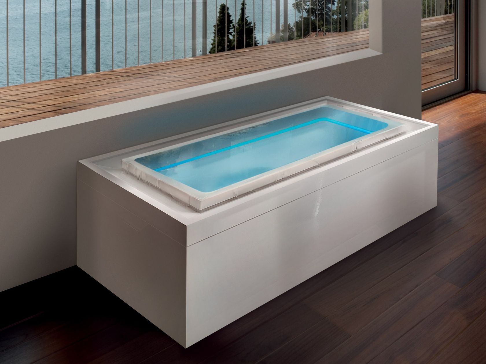 TREESSE GHOST Overflow built-in rectangular hot tub By Gruppo Treesse ...