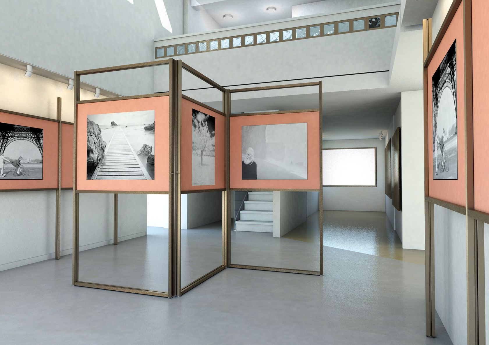 INUNO Double-sided floor-standing aluminium display unit By STUDIO T