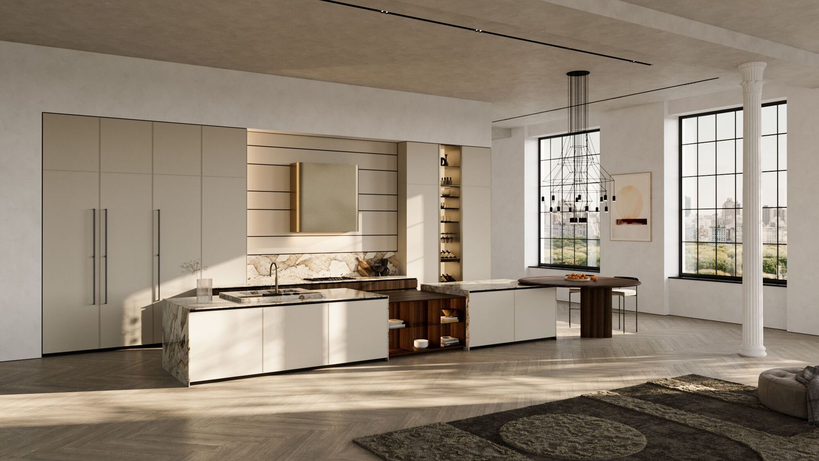 FRAME Laquered kitchen with island and Patagonia stone top By ...