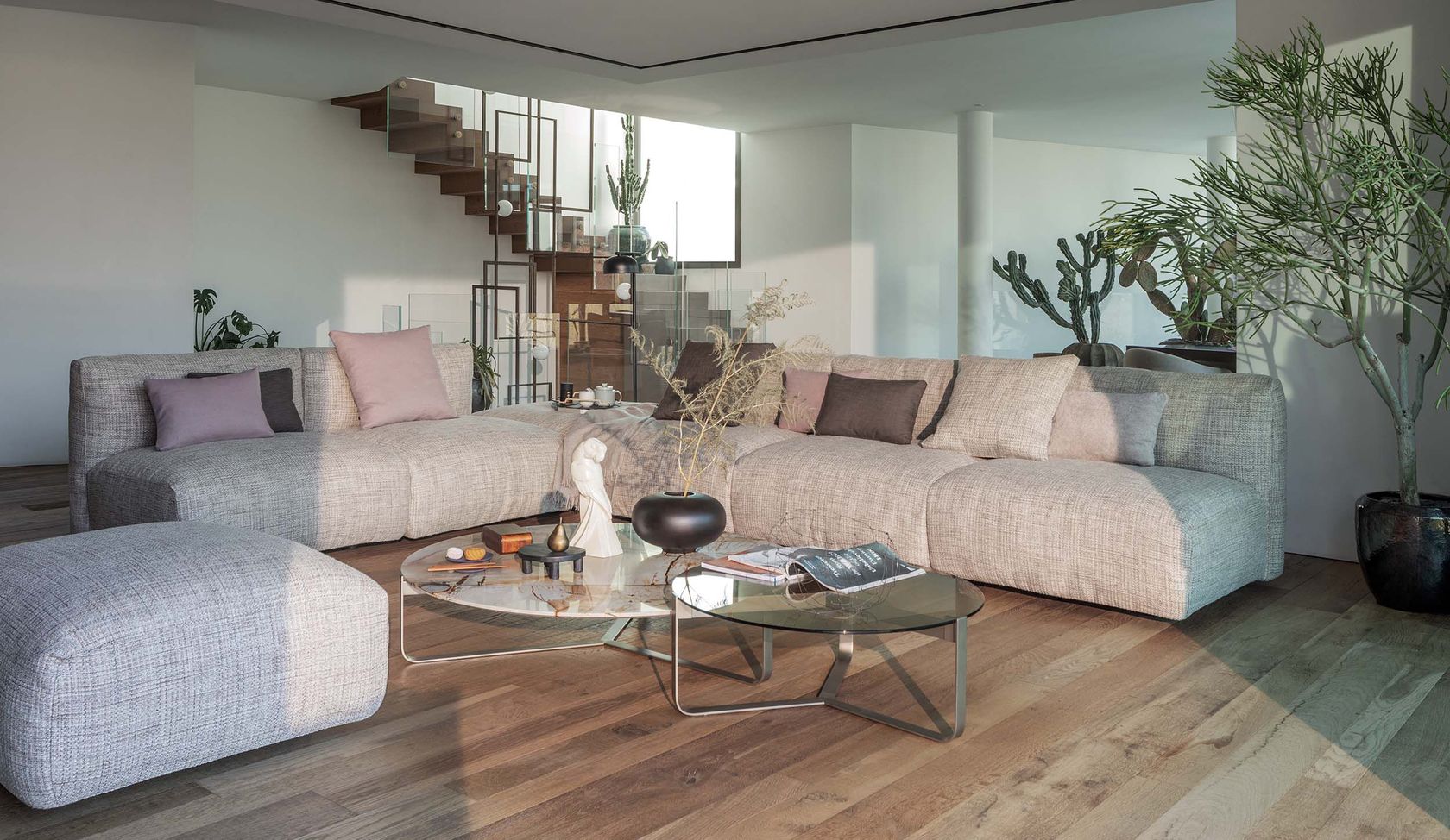 FIOCCO Sectional fabric sofa with removable cover By Flou