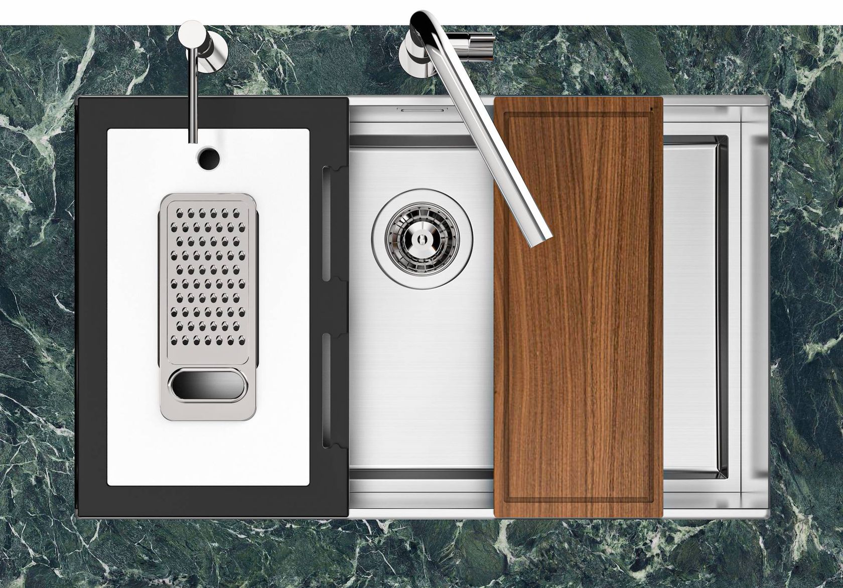 QUADRA EVO 53 GUN METAL SOTTOTOP Undermount single stainless steel sink ...