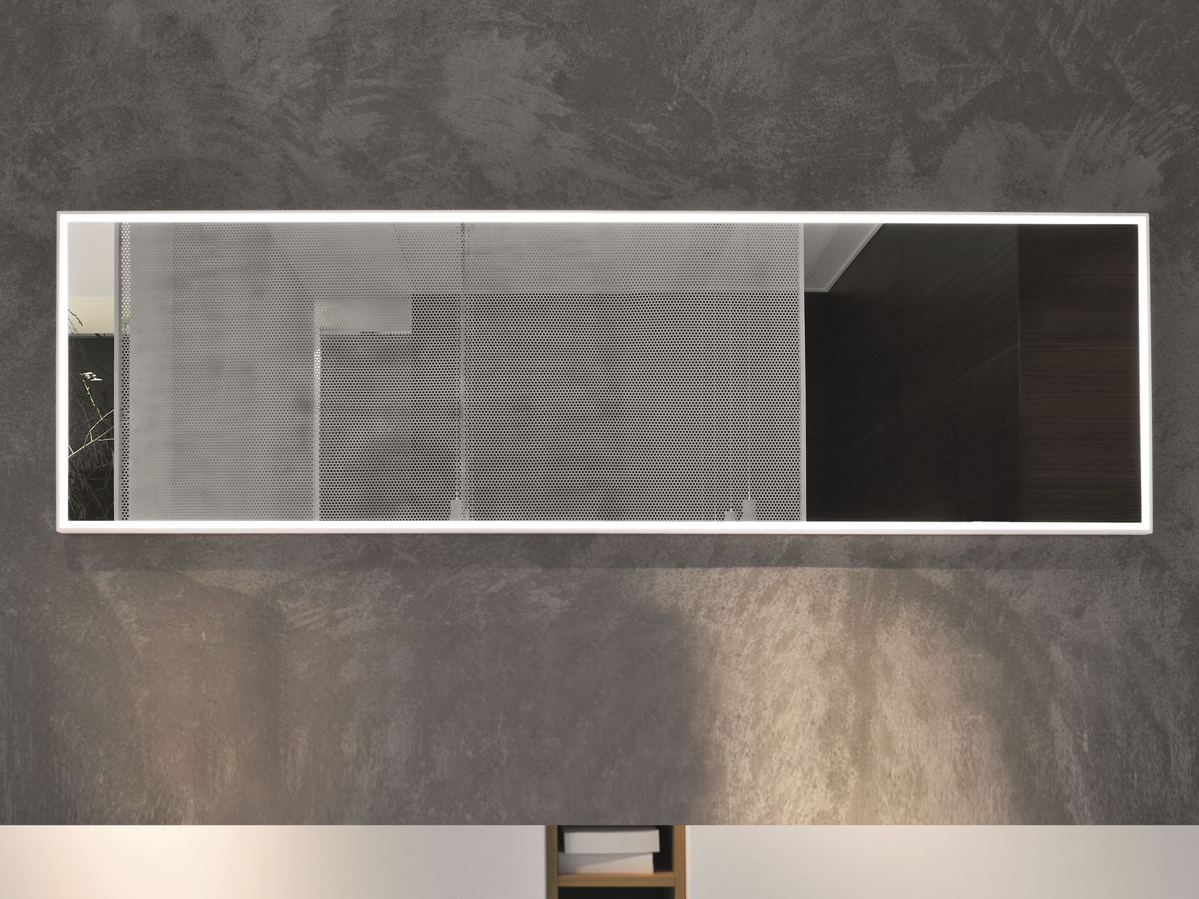 Framed mirror Rectangular framed mirror with integrated lighting By ...