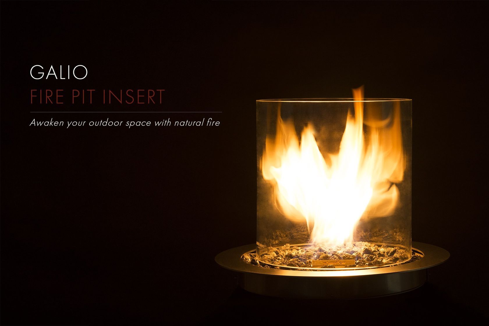 Gas outdoor built-in fireplace GALIO FIRE PIT INSERT By Planika