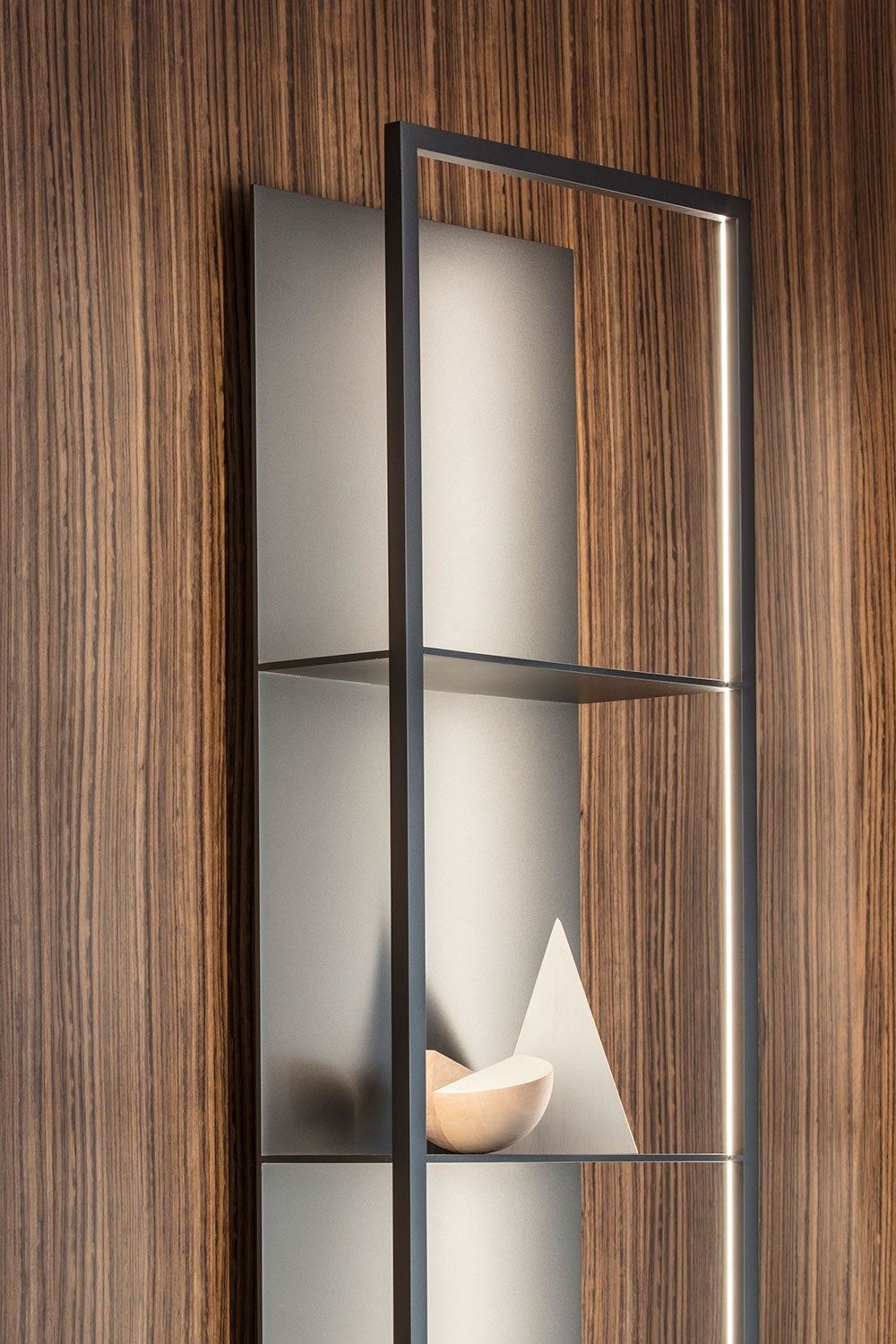 Wall-mounted floating bookcase with built-in lights GAP By Porro design ...