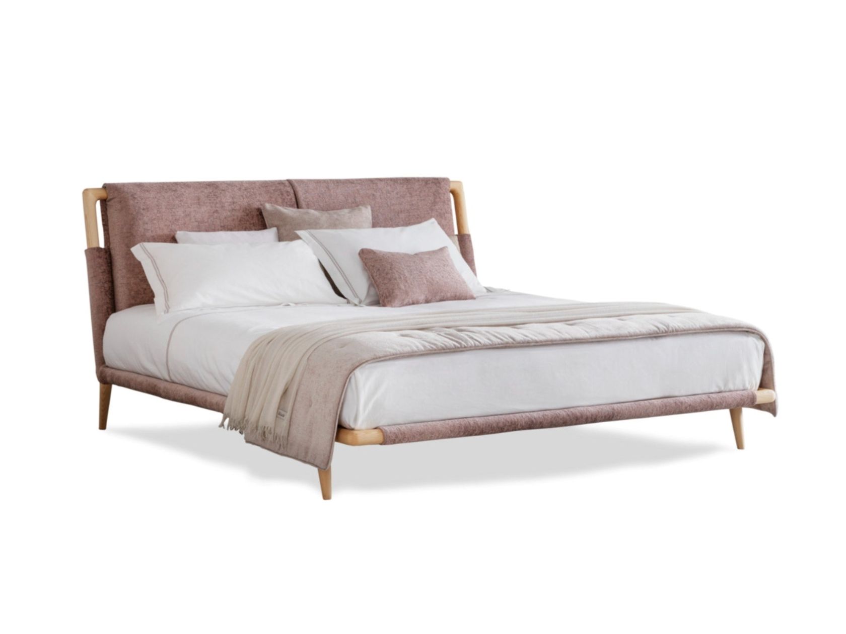 GAUDÍ Double bed with upholstered headboard By Flou