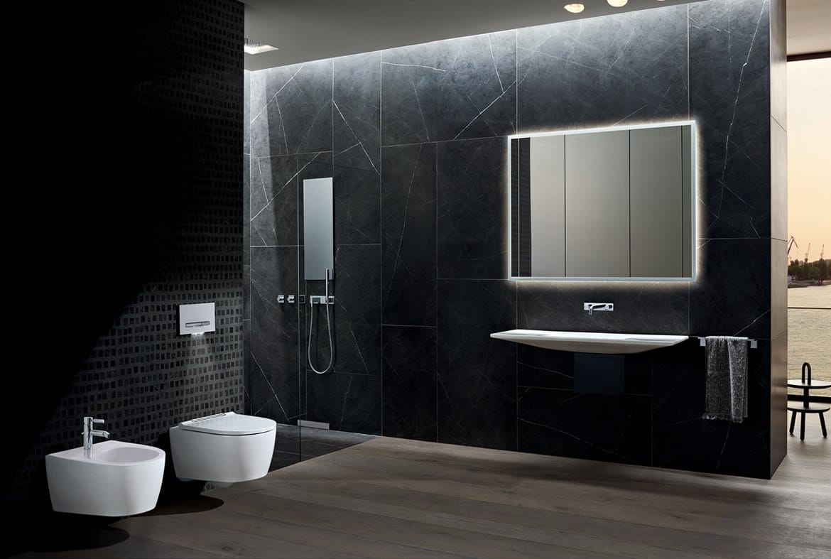 ONE Rectangular wall-mounted ceramic washbasin By Geberit