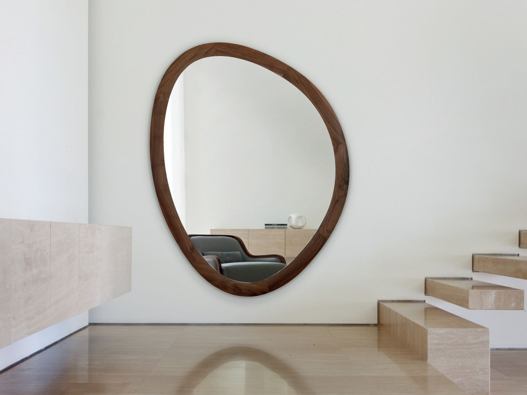Wooden oval framed mirror GIOLO By Porada design Mario Dell'Orto ...