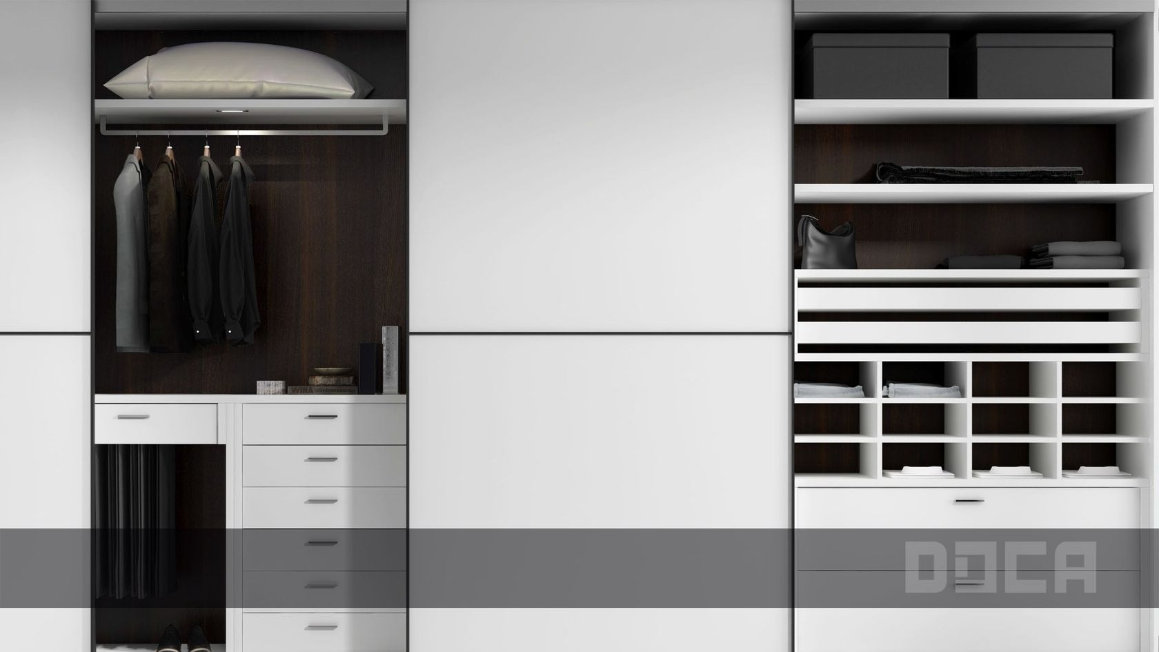 Lacquered glass wardrobe with sliding doors GLASS MIX BLANCO MATE By Doca