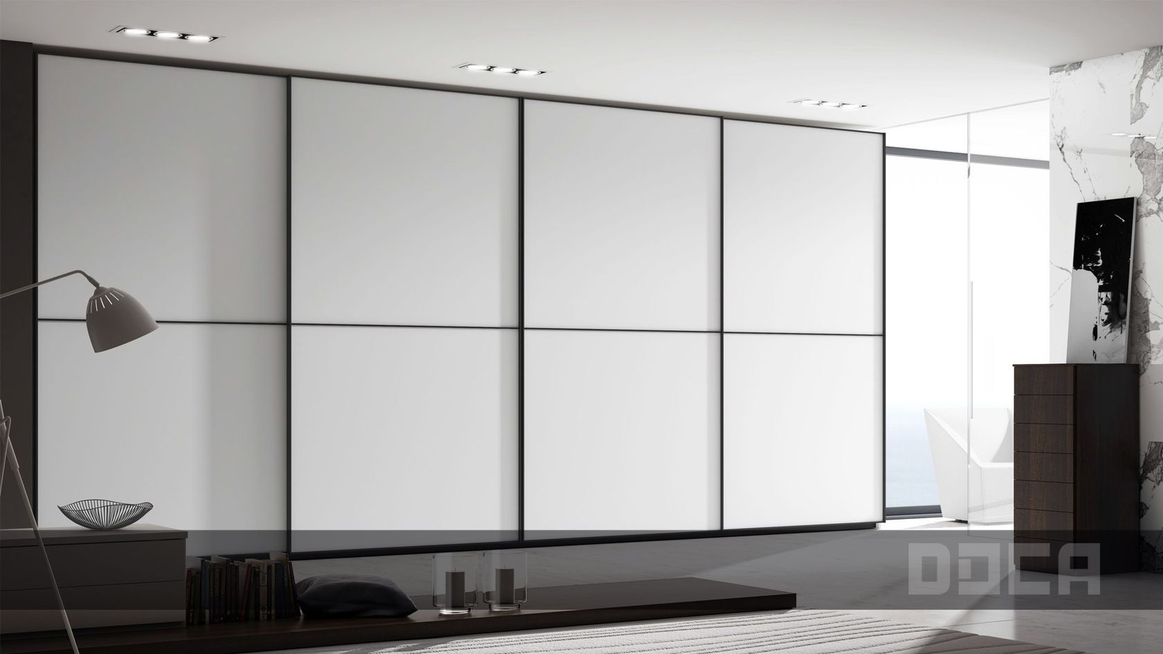 Lacquered glass wardrobe with sliding doors GLASS MIX BLANCO MATE By Doca