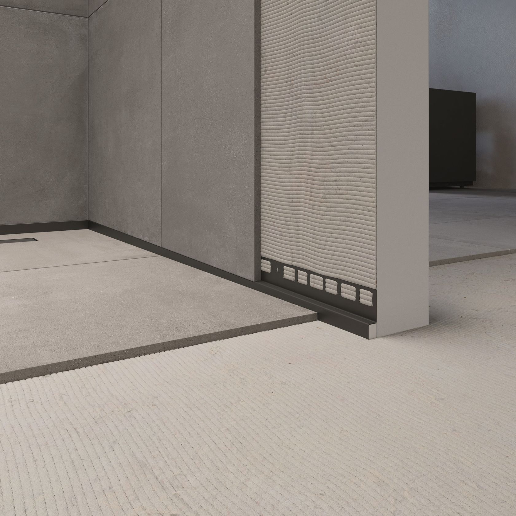 GLASS PROFILE GPS4 Stainless steel edge profile for floors By PROFILPAS