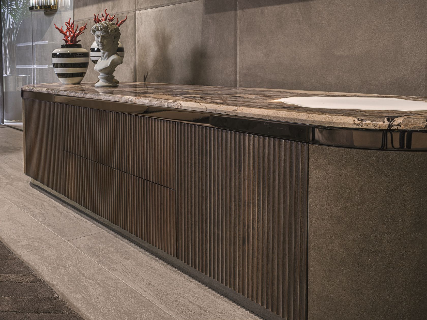 Solid wood sideboard GORDON WAVE By Longhi design Giuseppe Viganò