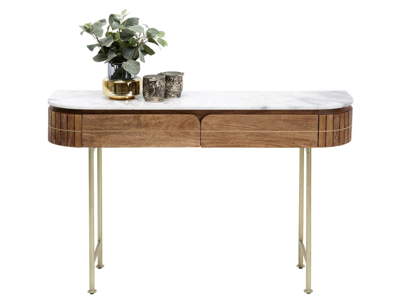 GRACE Demilune solid wood console table with drawers By KARE Design
