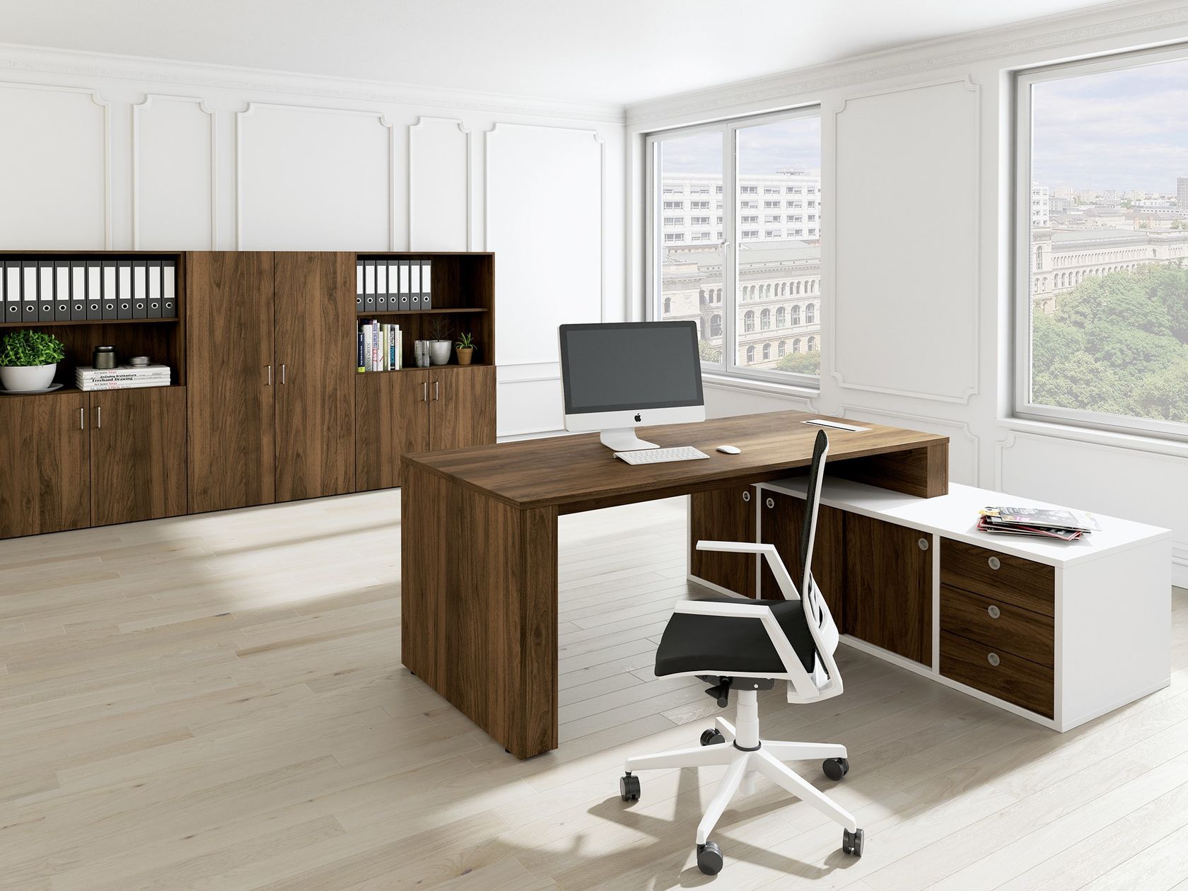 LINEA GRACE | L-shaped office desk By FERCIA