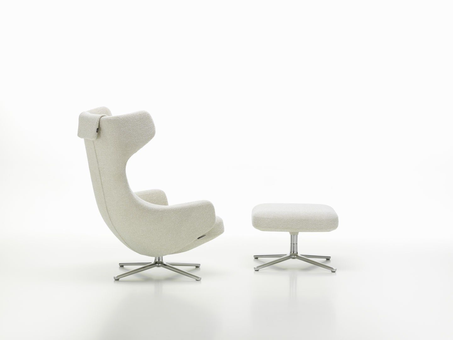 REPOS & GRAND REPOS Swivel recliner armchair with footstool By Vitra ...